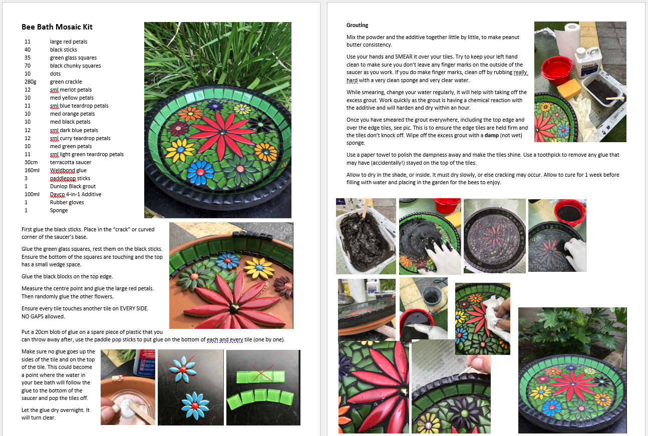 Kit - Red Green Bee Bath | Perth Mosaic