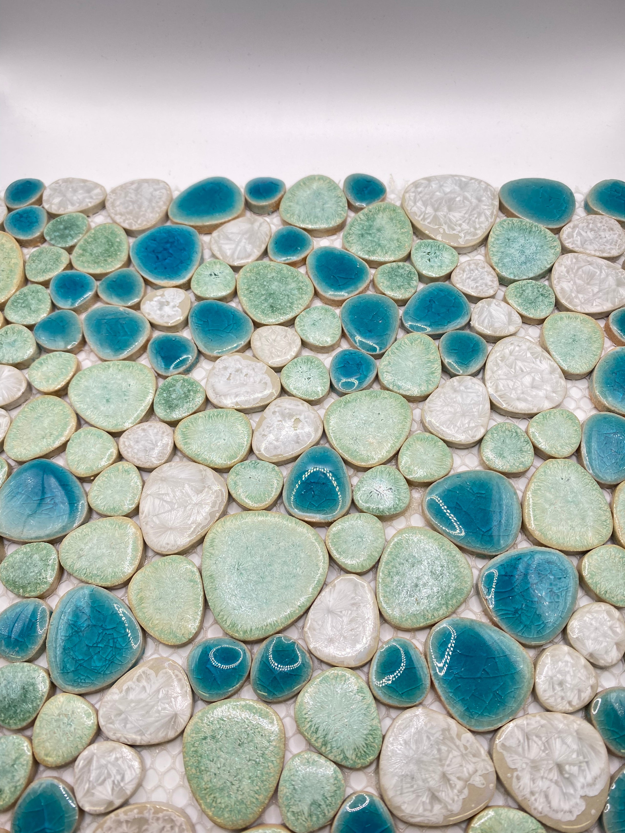 Pebble Green & White Ceramic | Perth Mosaic